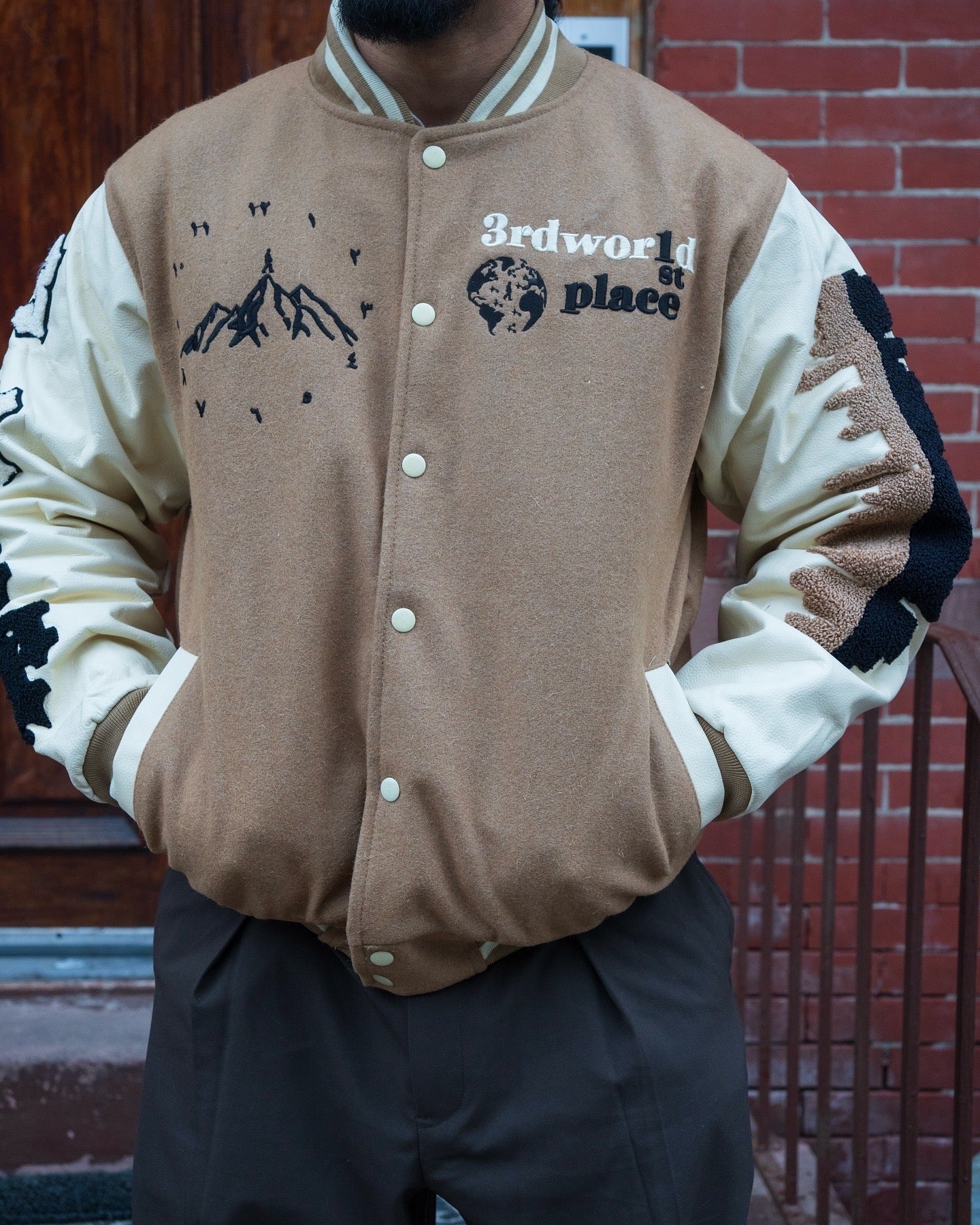 VARSITY LETTERMAN HERITAGE JACKET [BEIGE] – 3rdworld1stplace